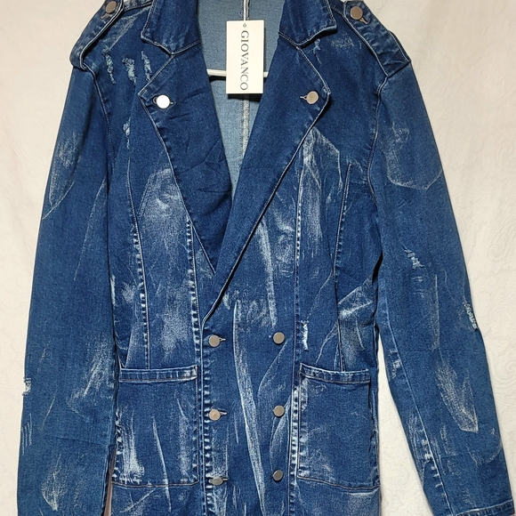 giovanco | Jackets & Coats | Distressed Blue Denim Jacket | Poshmark